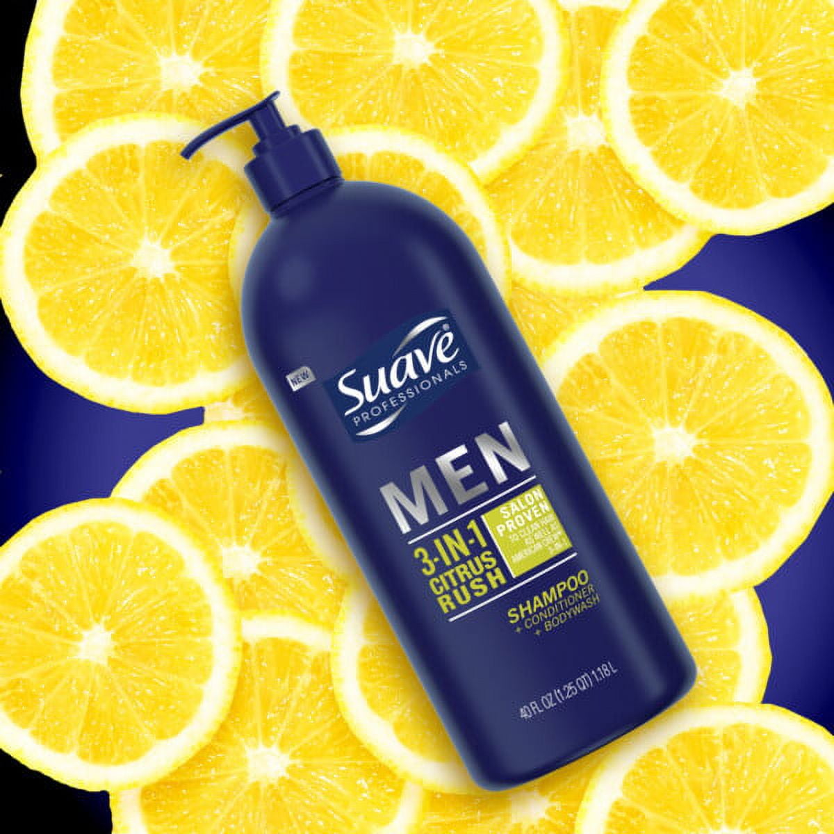 Suave Men Citrus Rush 3-in-1 Shampoo, Conditioner & Body Wash, Daily ...