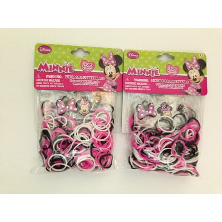 Disney Minnie Mouse 300 Loom Bands 12 S Clips and 3 Charms (2 Pack ...