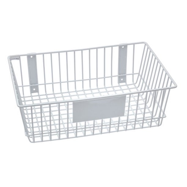 Rack'Em 9185-W Mount Anywhere White Wire Basket 18"x12"x6" with Label ...