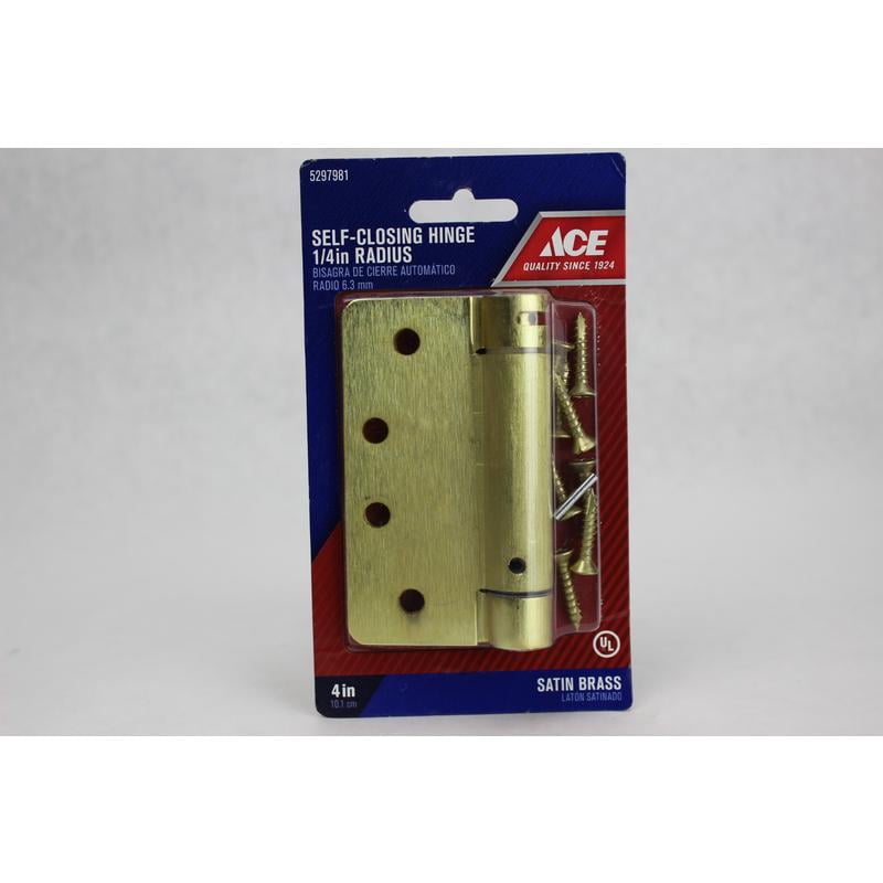 4" Satin Brass Self-Closing Door Hinge Ace Door Hinges 5297981 Satin ...