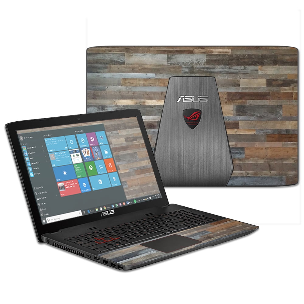 Skin Decal Wrap Compatible With Asus ROG GL552VW 15.6" Gray Wood ...