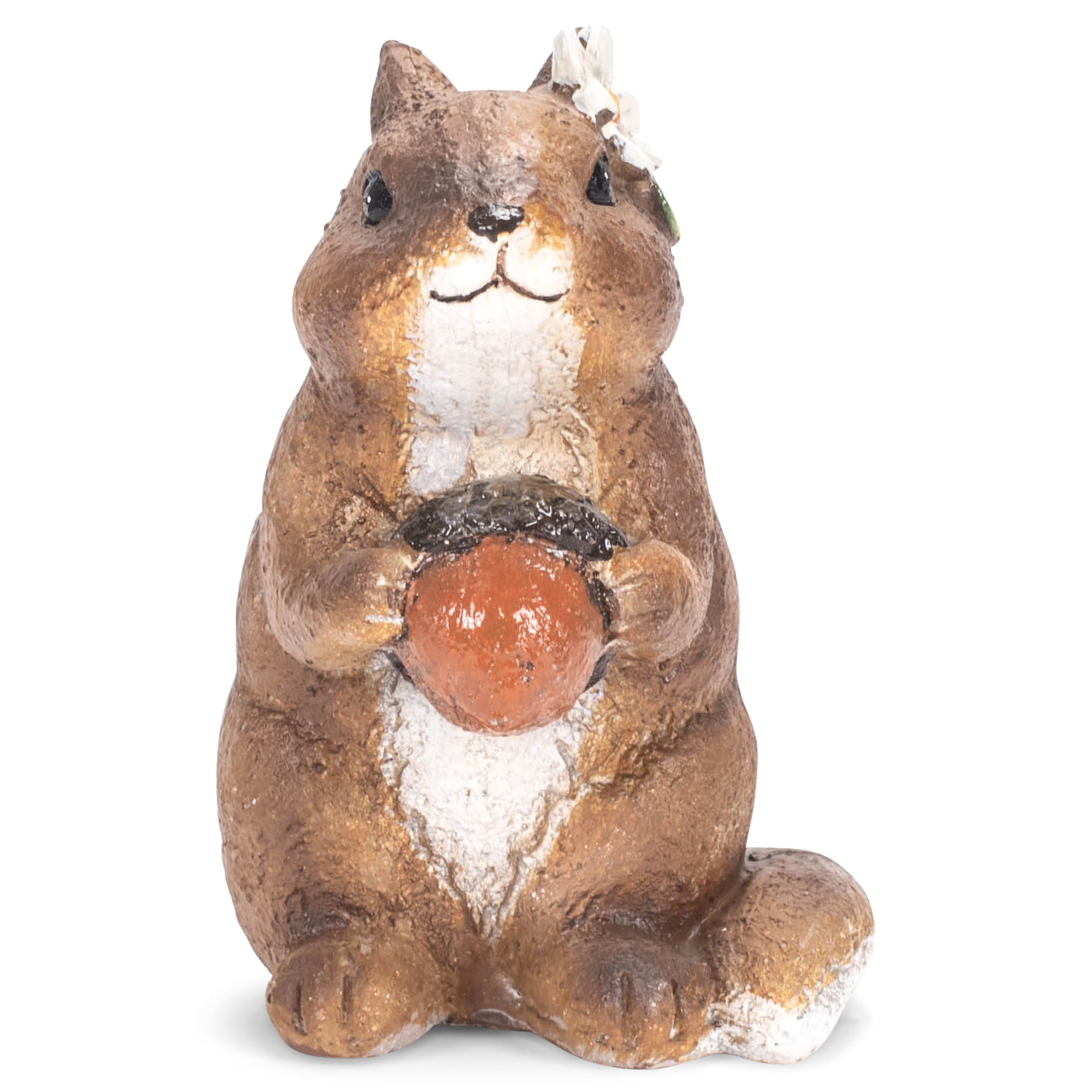 Natural Brown Chubby Chipmunk w/ Acorn 4.75 x 3.5 Resin Outdoor Statue ...