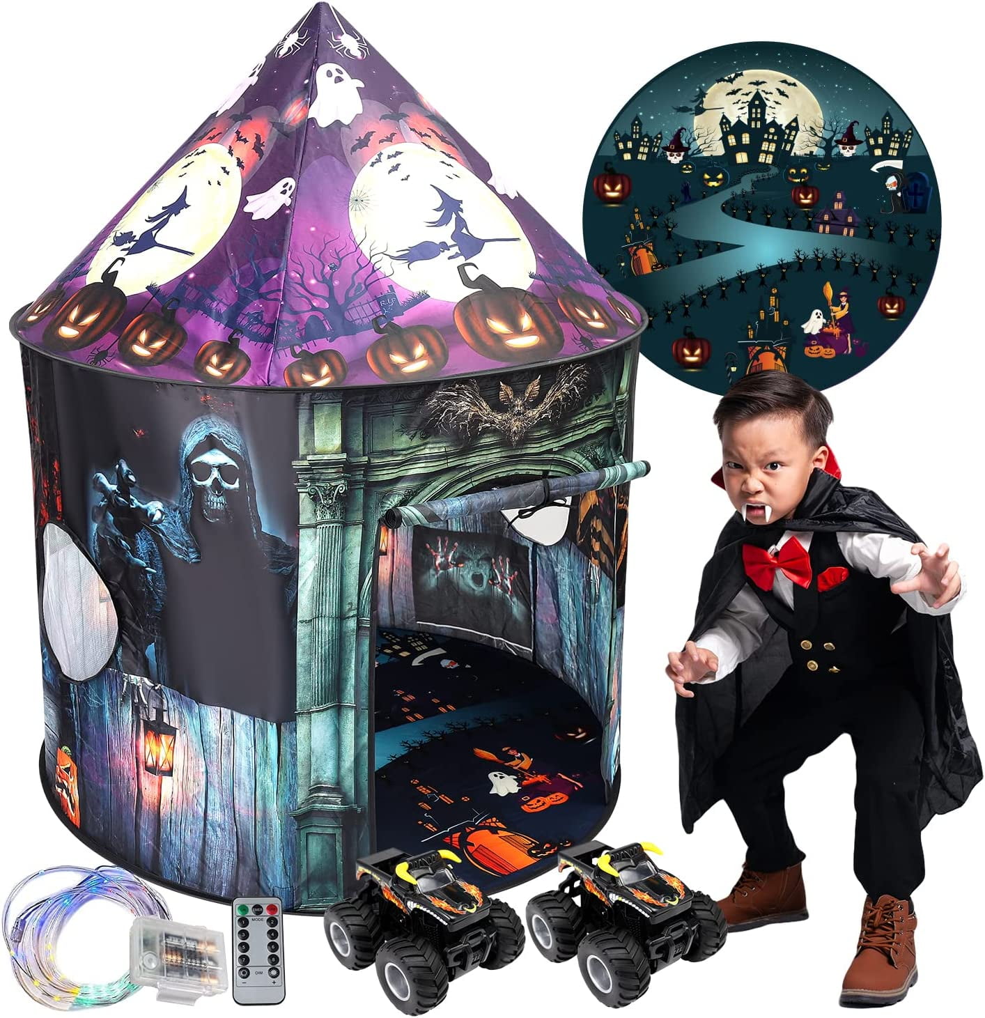 Homeries Haunted Castle Kids Tent Set with Monster Truck Toy ...