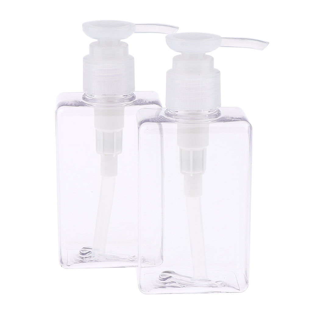 2Pcs 5oz Clear Square Empty Bottle Set Travel Sized Translucent ...