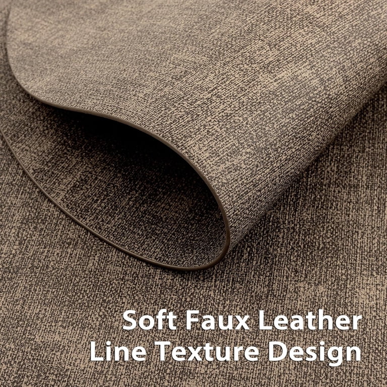Faux Leather Oval Placemats Set of 8, Dark Brown | Non-Slip & Heat ...