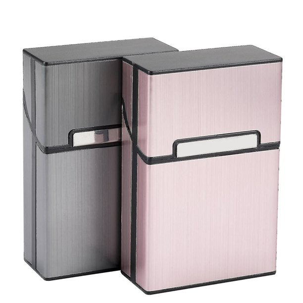 2024 2 Pcs Cigarette Case Box (gray + Rose Gold) A Cigarettes Men Women ...
