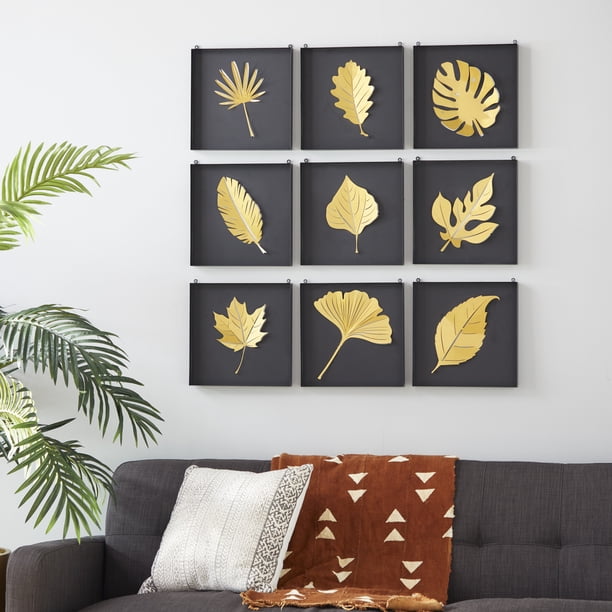 DecMode Gold Metal Contemporary Wall Decor, Set of 9 - Pieces - Walmart.com