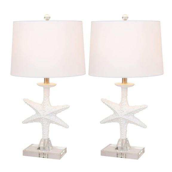Lux Lighting Conch 30" Seashell Coastal Table Lamps (Set of 2) 3-Way ...
