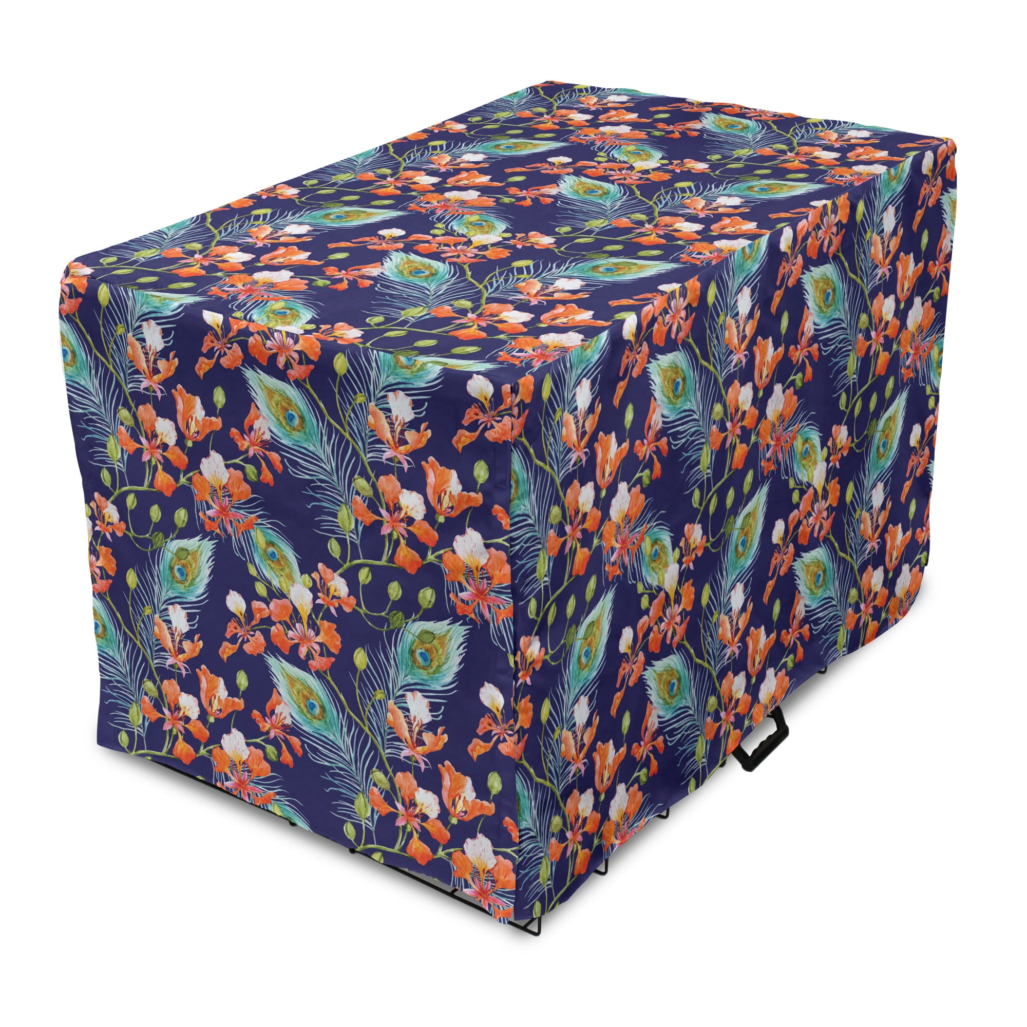 Tropical Dog Crate Cover, Boho Colorful Pastel Blooming Exotic Bouquets ...