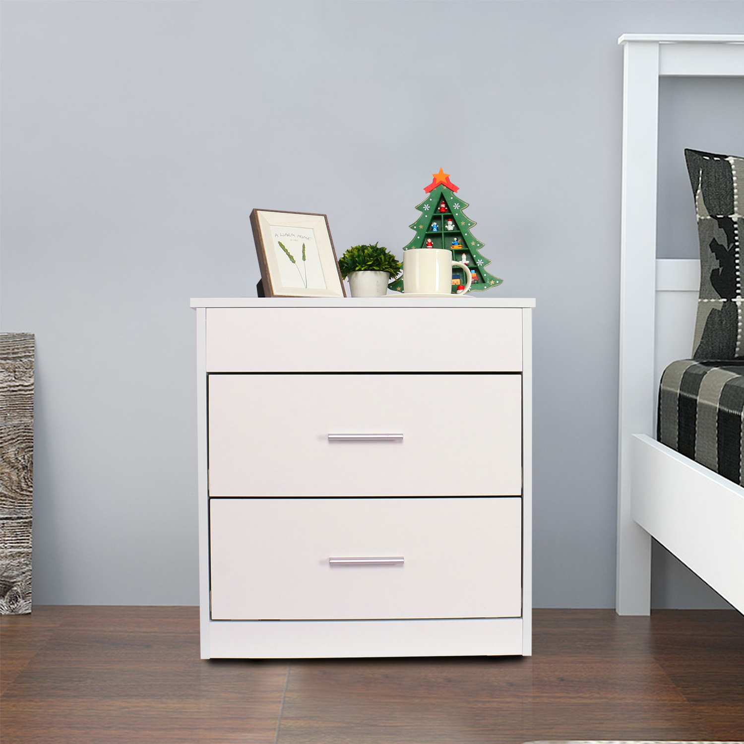 Buy FULLWATT Beside Table with 2 Drawers Nightstand with Lift Top and ...