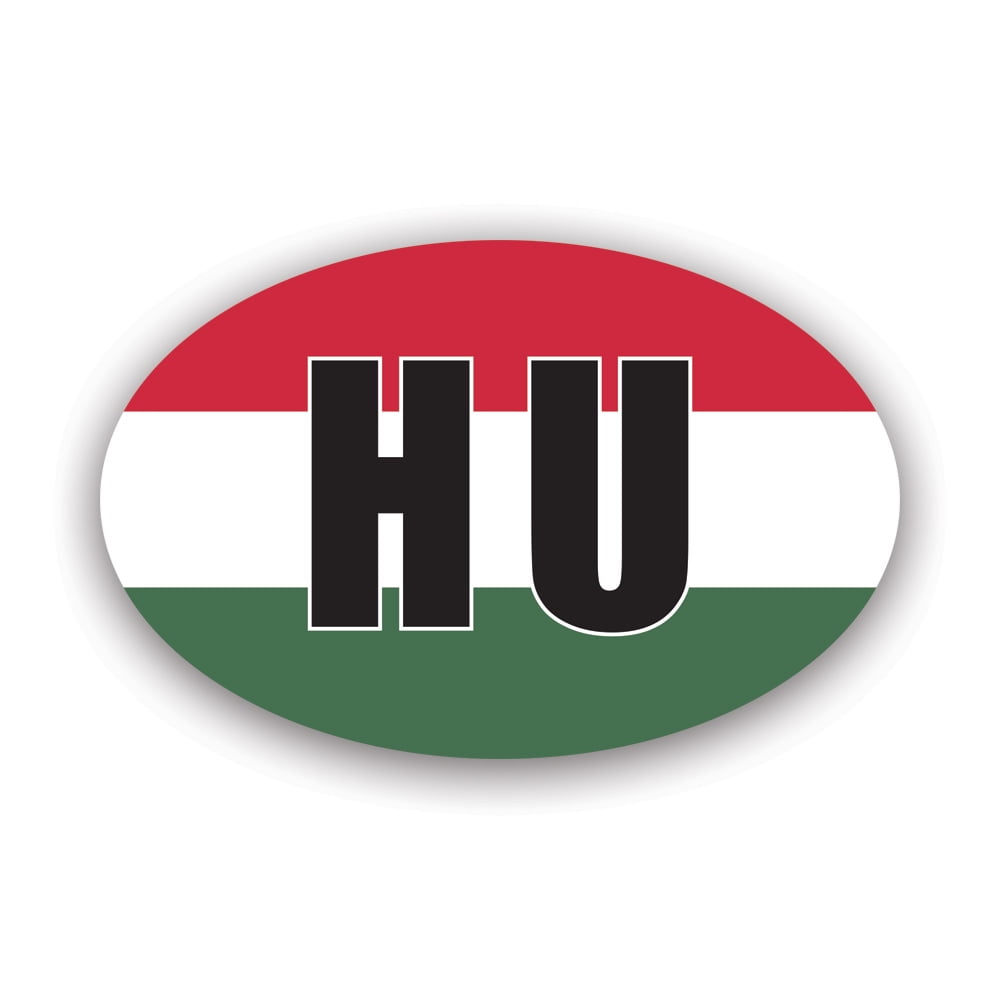 Hungary Oval Sticker Decal - Self Adhesive Vinyl - Weatherproof - Made in USA - hungarian flag ...