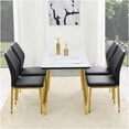 COSMOS Modern Dining Table Set for 4 with White Marble Glass Top & Gold ...