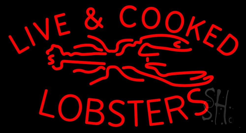 Red Live And Cooked Lobsters Seafood LED Neon Sign 13 x 24 - inches ...