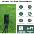 HBN Outdoor Power Stake Waterproof with 6FT Long Extension Cord, 3 ...