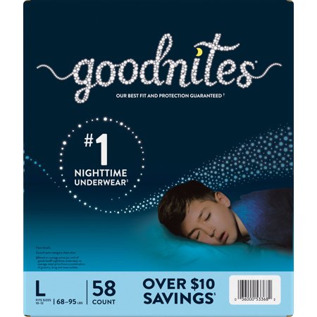 goodNites Bedtime Underwear for Boys, Large (68-95 Pounds), 58 count ...