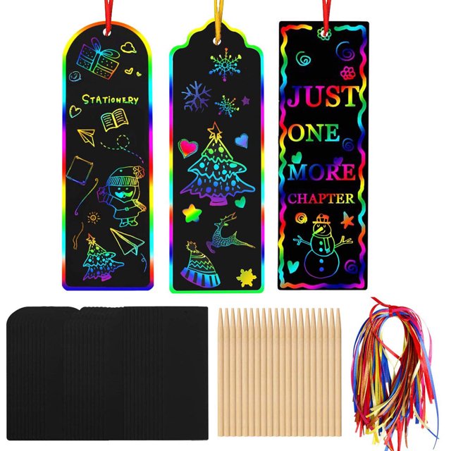 Scratch Art Bookmarks for Kids, 3 Style DIY Scratch Art Paper Magic ...
