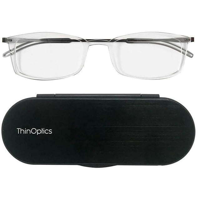 ThinOptics FrontPage Brooklyn Reading Glasses w/ Milano Case - +1.50 - Clear - Walmart.com