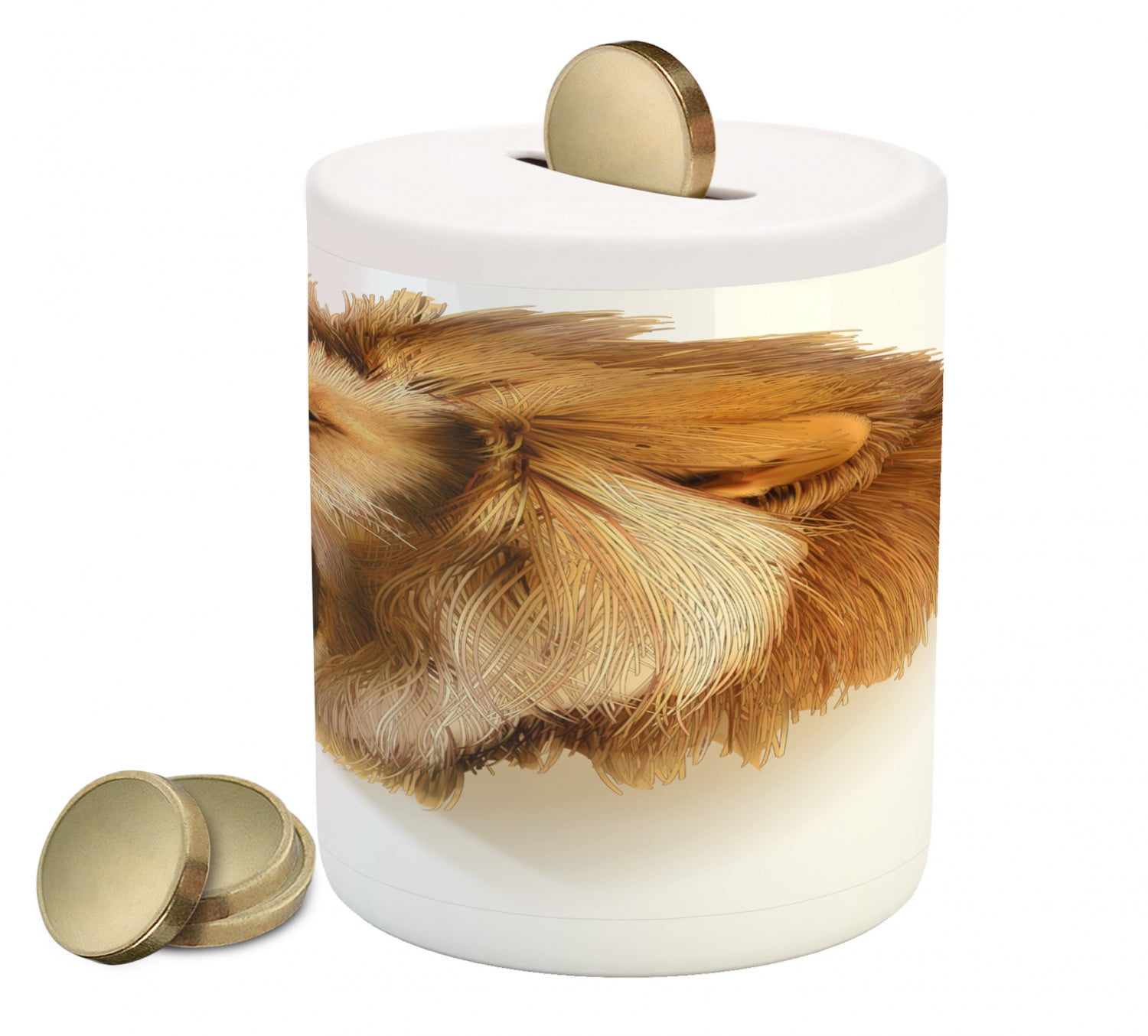 King Piggy Bank, Roaring Wild Lion Head Safari Animal Majestic Cartoon ...