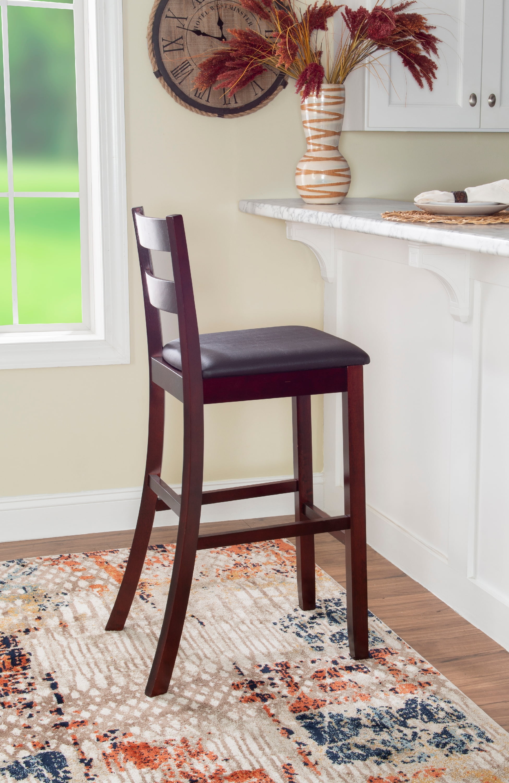 Linon Norben 30" Ladder Back Bar Stool, Espresso - Walmart.com