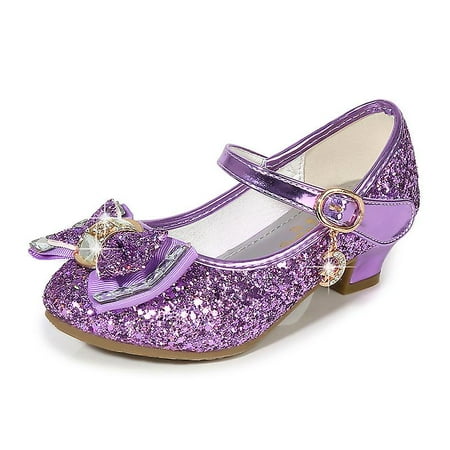 Kids Leather Shoes For Girls Princess Glitter Children High Heel Girls Shoes Butterfly Knot ...