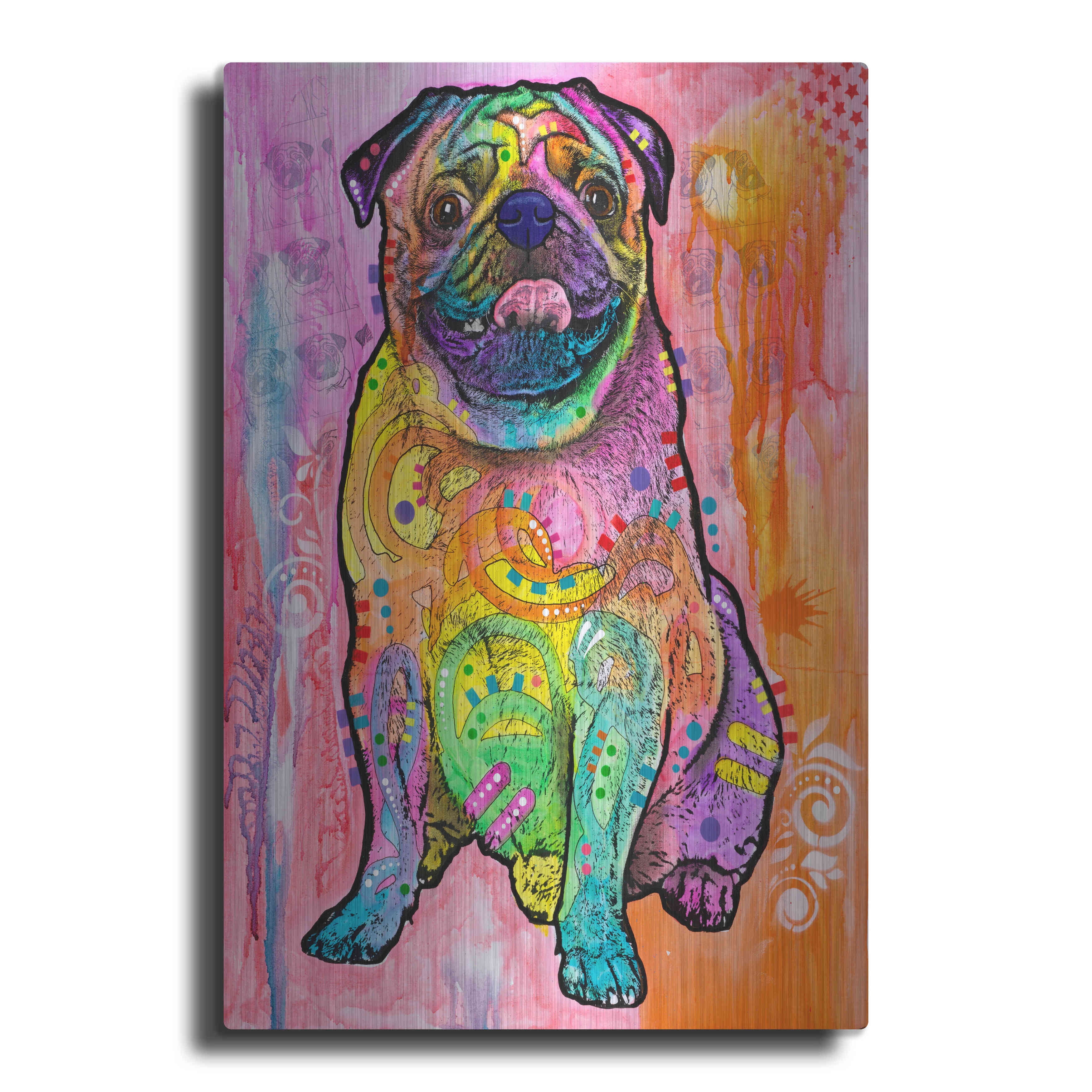 Luxe Metal Art 'Pugs & Kisses' by Dean Russo, Metal Wall Art, 12"x16 ...
