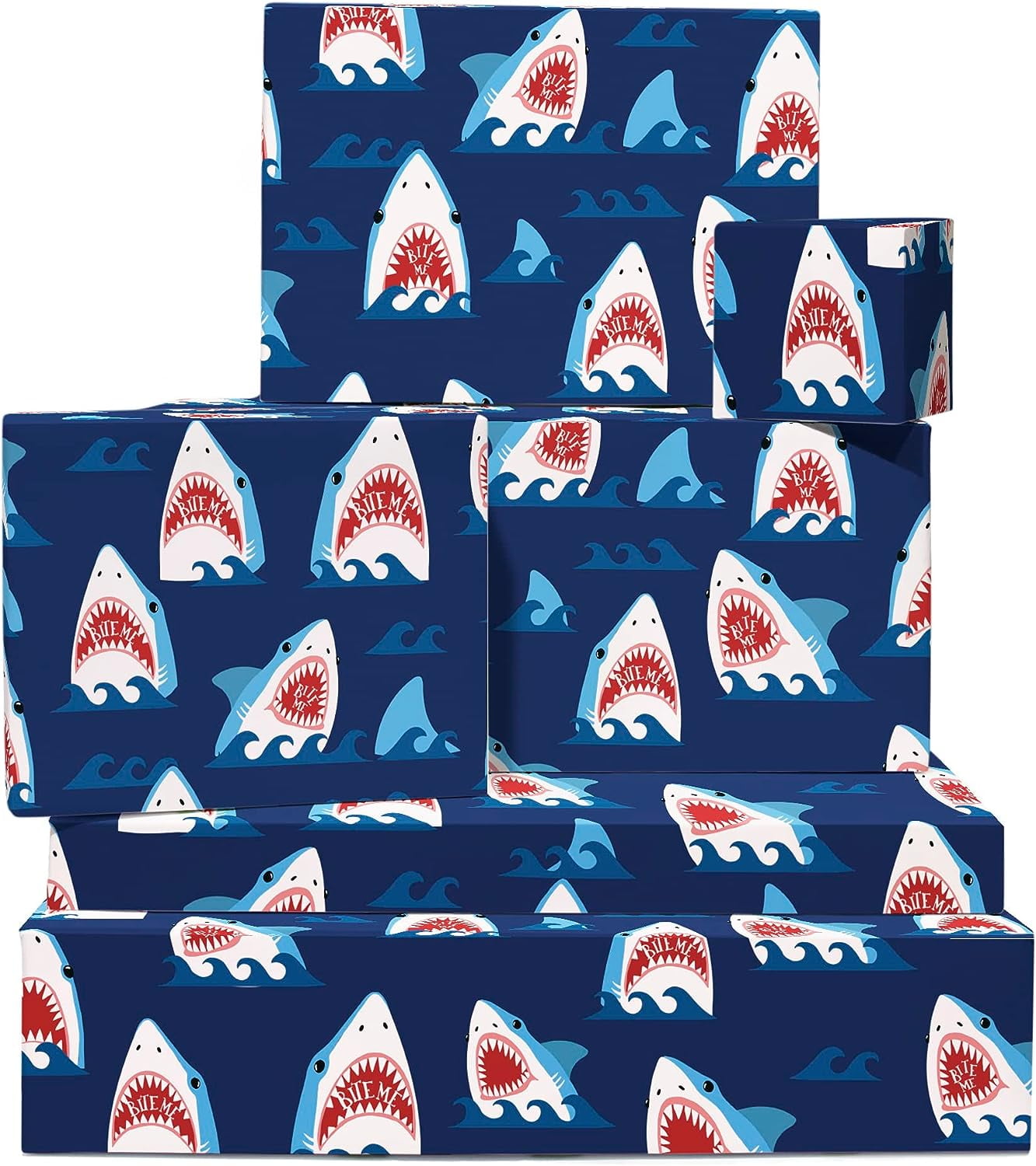 Shark Wrapping Paper - 6 Sheets of Animal Birthday Gift Wrap - For Kids ...