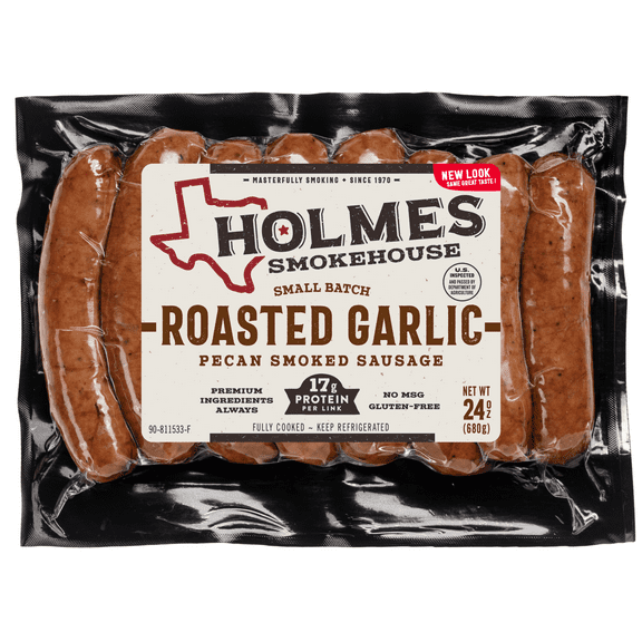 Holmes Smokehouse Smoked Sliced Pork Sausage, 12oz, Fully Cooked, Gluten-Free, Refrigerated ...