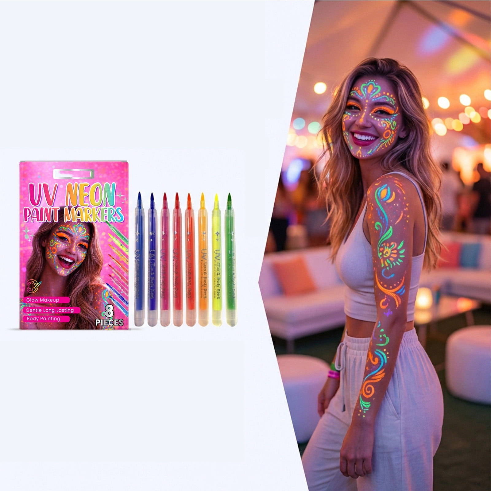 Click here for Raxion Glow In The Dark Face Markers Set 8 Colors... prices