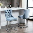Counter Height Bar Stools / Modern Velvet, Button Back, Rivet Trim, 2 ...