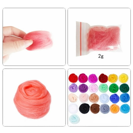 25 Colors Felt Yarn Roving Set Needle Felting Colors Felt Yarn Starter ...
