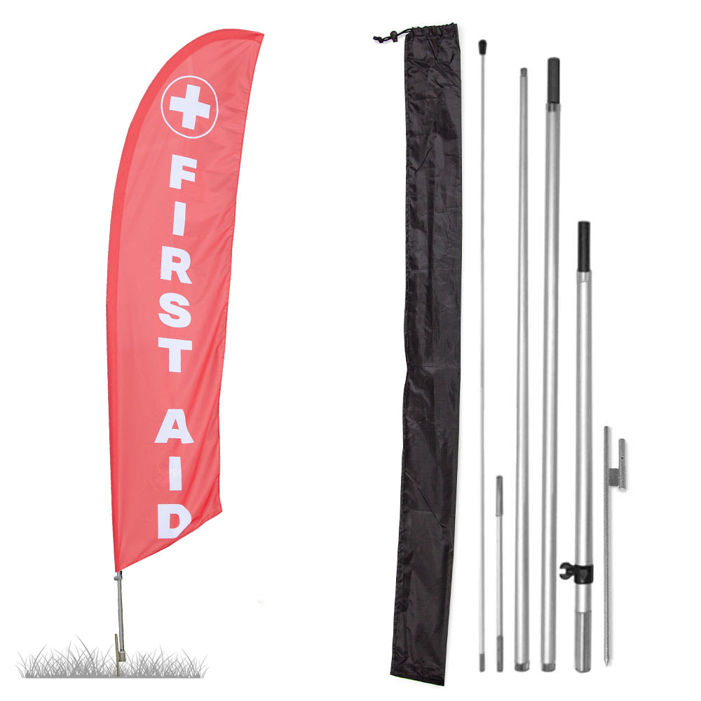 Vispronet Premium First Aid Feather Flag Kit - Includes 13ft Sectional ...