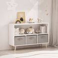 Kids bookcase with Collapsible Fabric Drawers, Children's Book Display ...