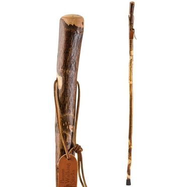 RMS Natural Wood Walking Stick - 48" Handcrafted Wooden Hiking Stick ...