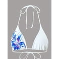 Blue And White Floral Print Triangle Top, Side Tie Bottoms & Mesh Skirt ...