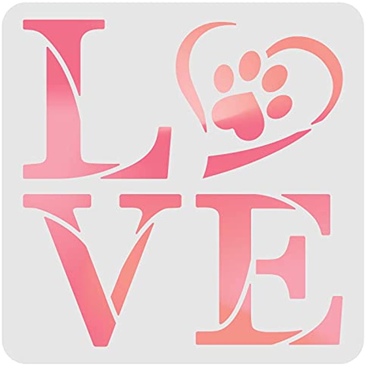 Dog Paw Print Stencil (12x12 inch) Reusable Trail of Paw Print Word Art ...