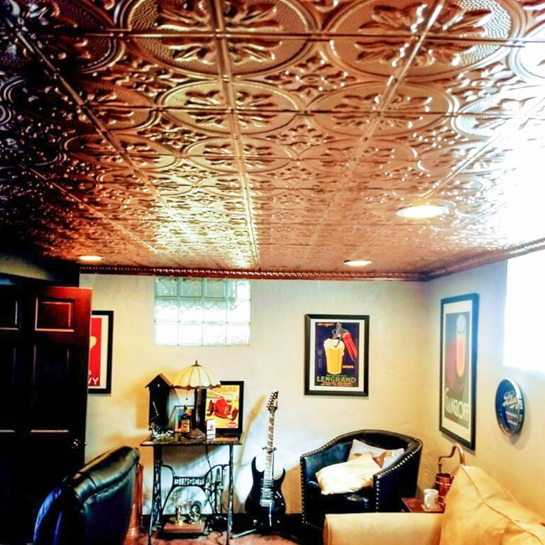 Bronze Tile Ceiling Living Room