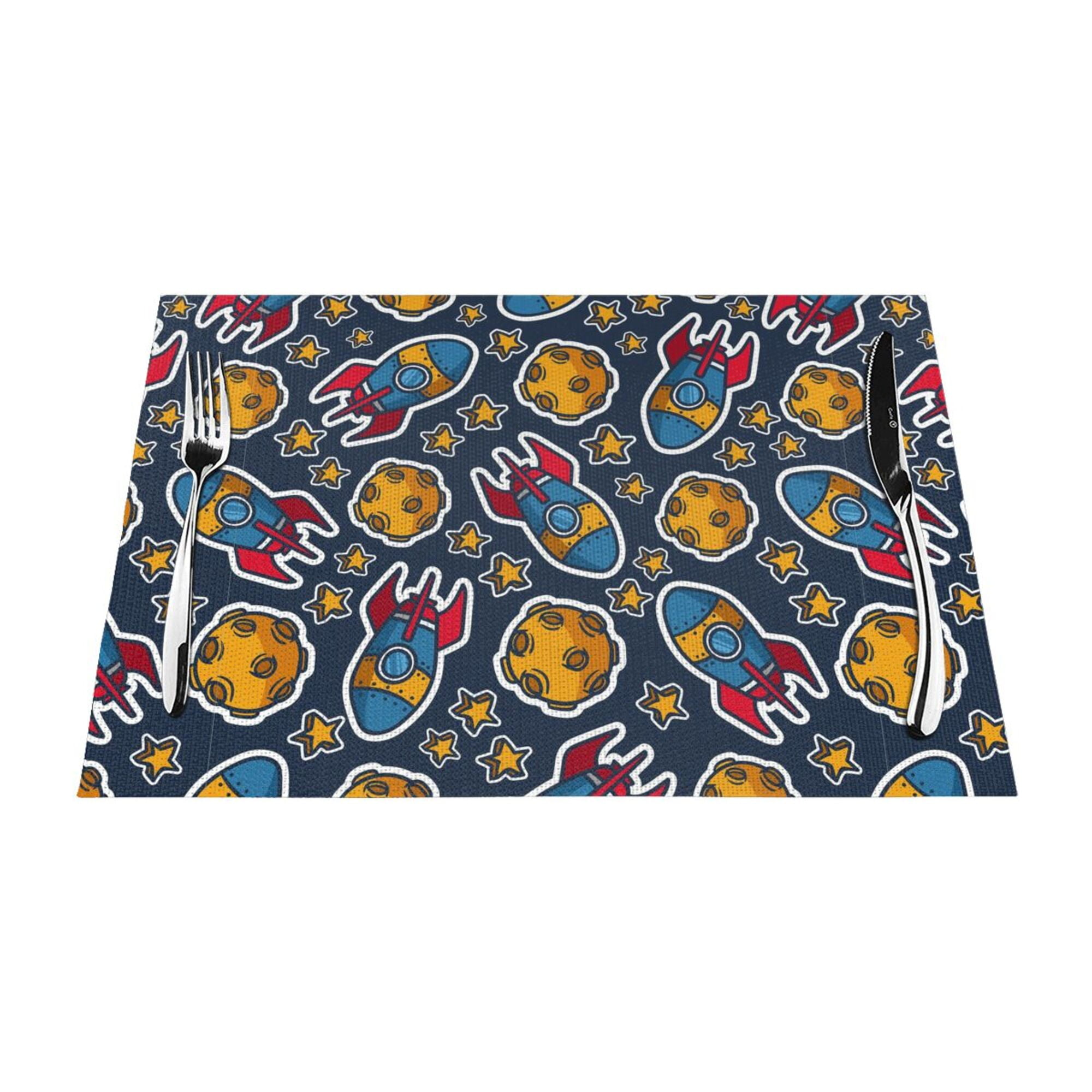 XMXY Woven Placemats Set of 4 PCS, Cartoon Alien Galaxy Star Table Mats ...