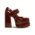 Steve Madden Womens Carly Patent Stacked Heel Mary Jane Heels