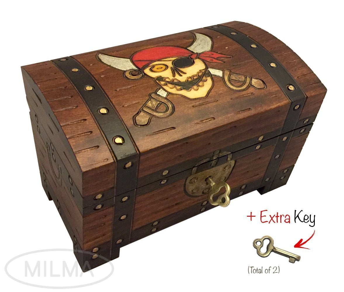 Pirate Chest Box Polish Handmade Wood Keepsake Jewelry Box - Walmart.com
