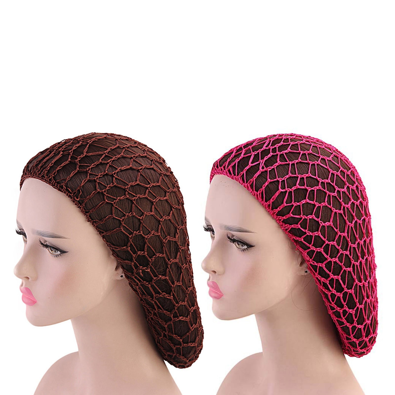 NIUREDLTD 2PC Mesh Hair Net Soft Rayon Knit Hat Sleeping Crochet ...