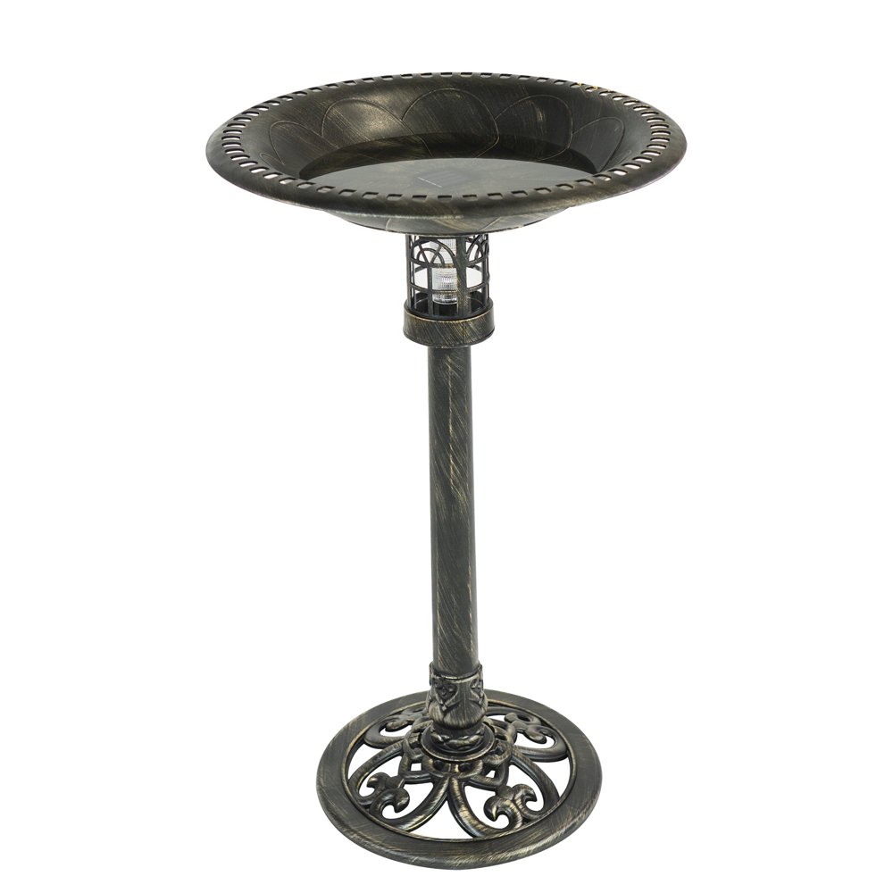 SunRay Beacon Point Solar Lighted Bird Bath - Brushed Bronze - Walmart ...