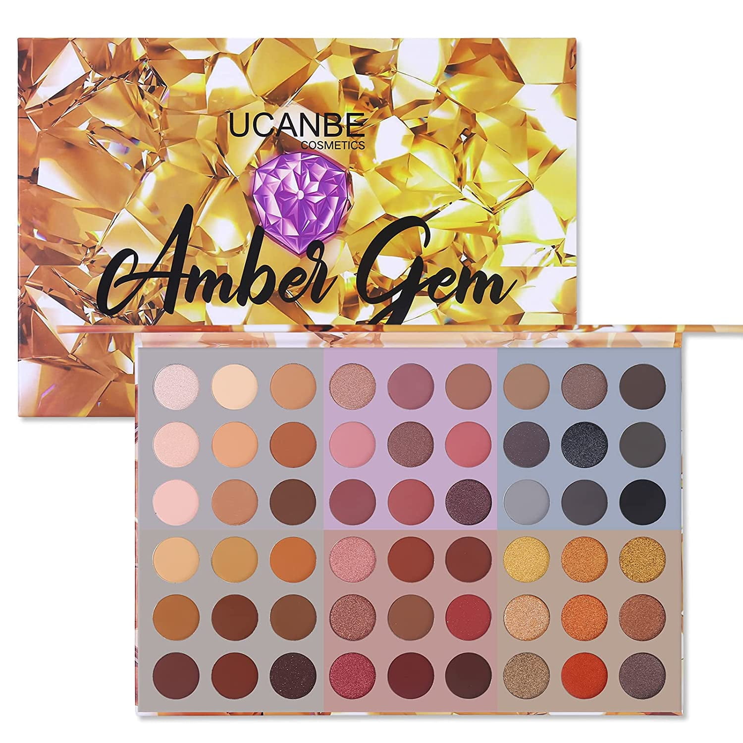 UCANBE 54 Colors Amber Gem Eyeshadow Palette Highly Pigmented Nude ...