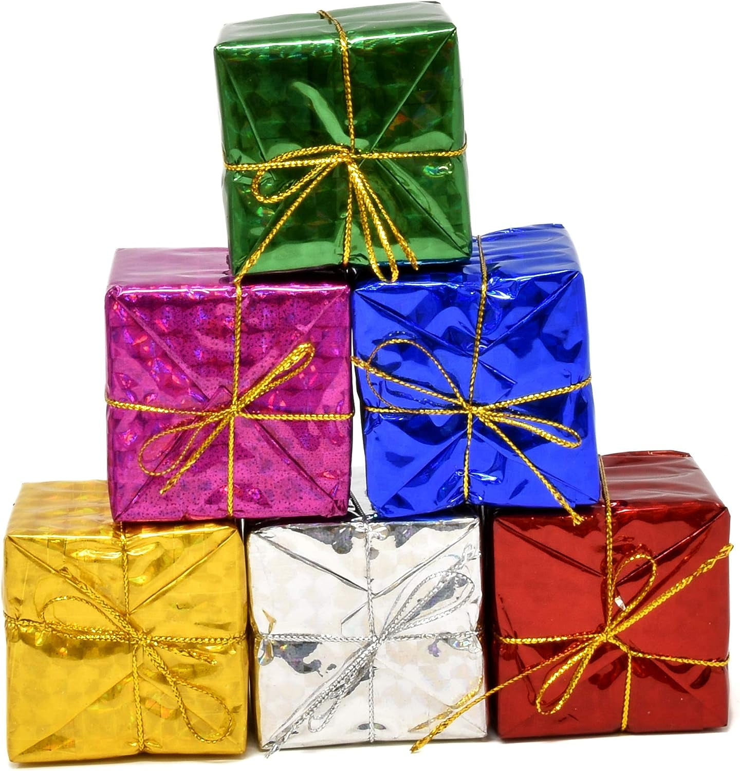6pcs Christmas Foam Gift Box Shiny Large Boxes Ornaments 3.14inch ...