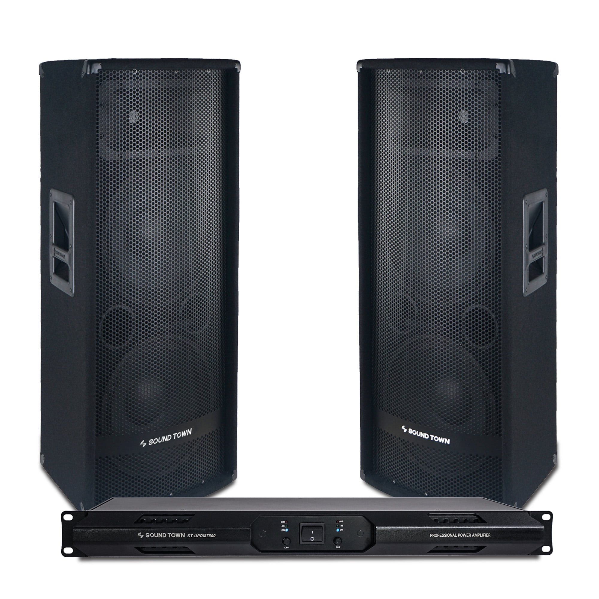 Sound Town Professional PA Speaker System with Two Dual 12” Passive PA ...