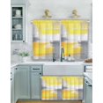 Abstract Grey Yellow Oil Painting Art Short Blackout Curtains 36 Inch ...