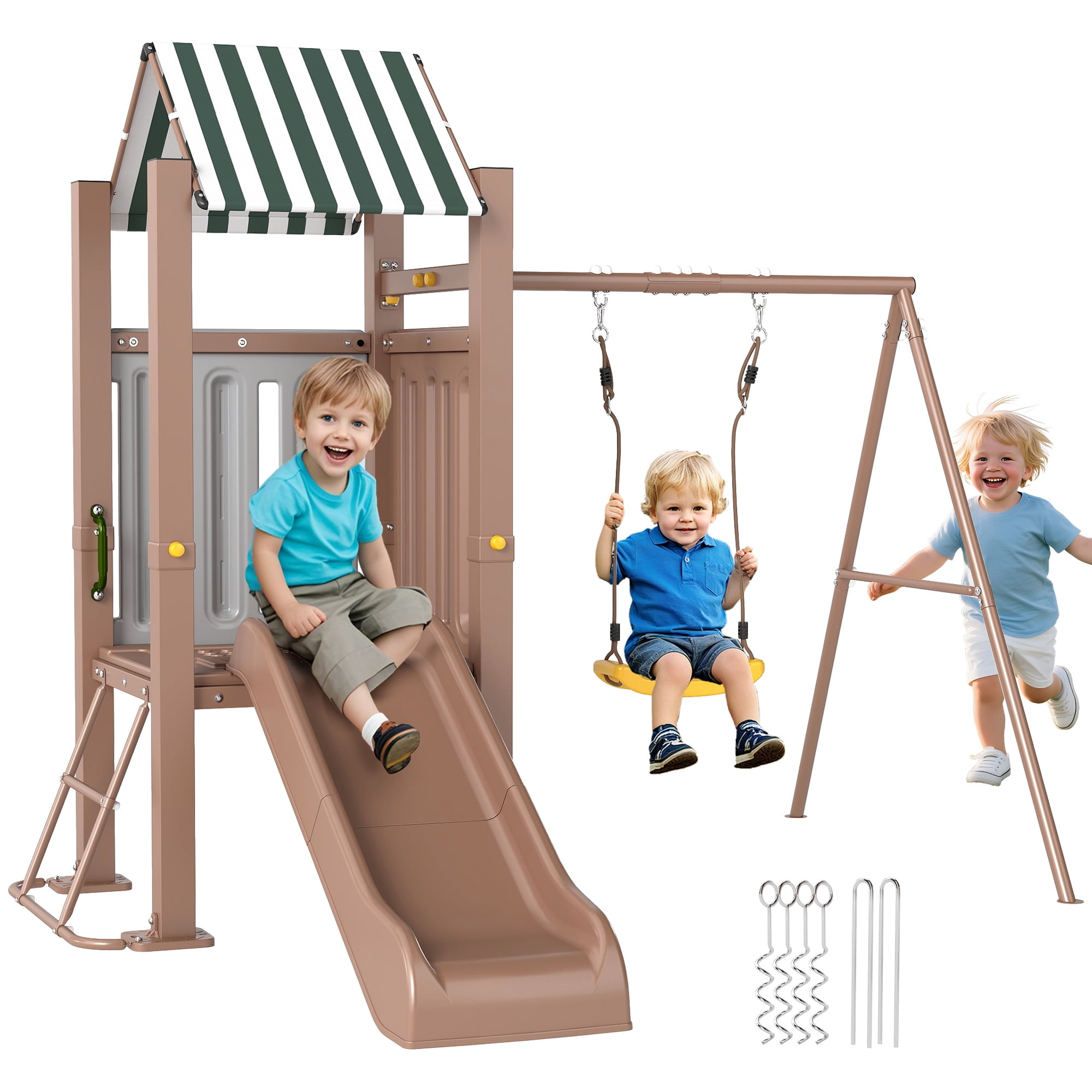Click here for Qaba Kids Swing Set  Heavy-Duty Swing Set With Sli... prices