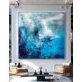 Abstract Handmade Painting in Turquoise, Blue & White – Modern Oceanic ...