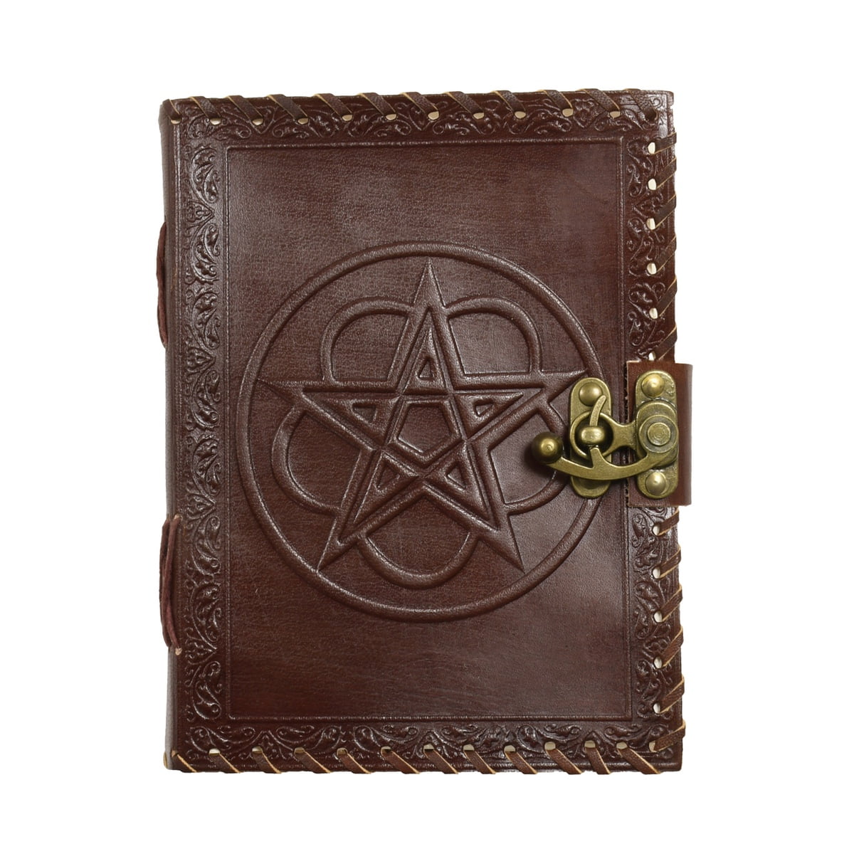 Leather Bound Pentagram Wicca Book Parchment Paper Pages Shadows ...