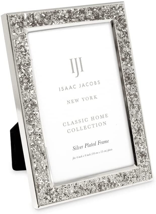 Isaac Jacobs 4x6 Silver Metal Glitter Vertical & Horizontal Picture ...