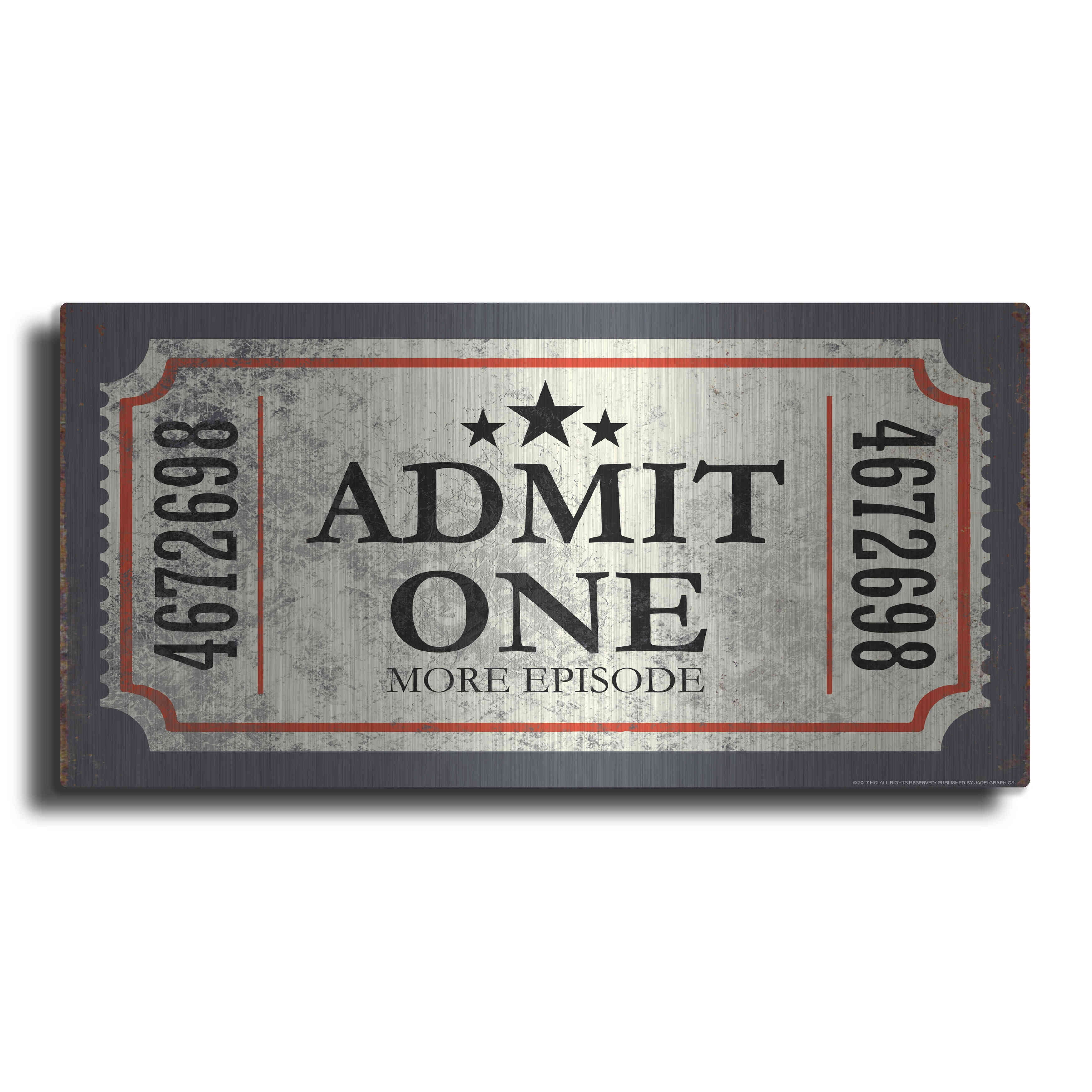 Luxe Metal Art 'Admit One' by JJ Brando, Metal Wall Art, 24"x12 ...